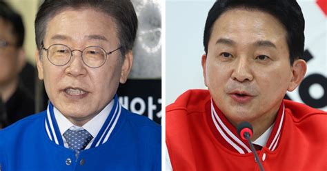 명룡대전 이재명 46vs원희룡 42비례투표 조국당 3위