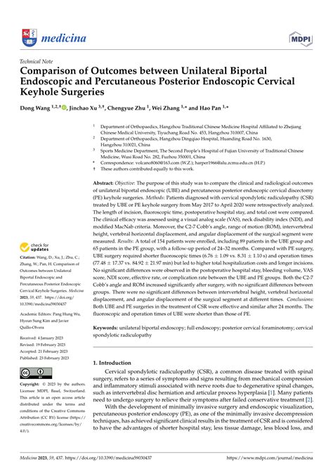 Pdf Comparison Of Outcomes Between Unilateral Biportal Endoscopic And Percutaneous Posterior