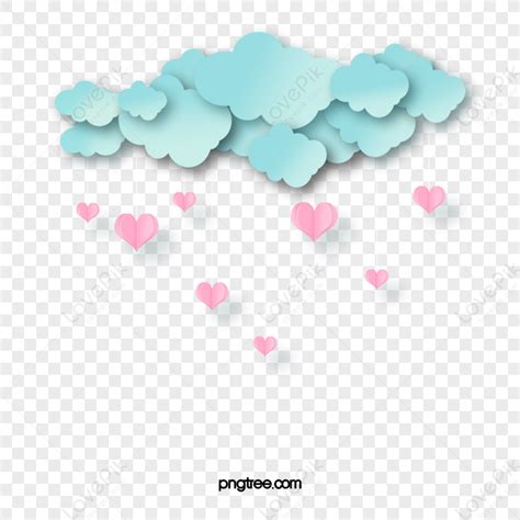 푸른 구름 일러스트 사랑 장식만화 구름종이 컷낭만적 인 Png 일러스트 무료 다운로드 Lovepik
