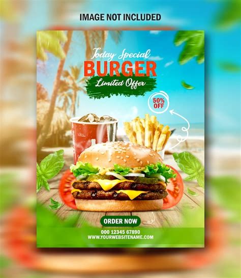 음식 메뉴 소셜 미디어 포스트 페이스북 및 인스타그램 포스터 프로모션의 슈퍼 맛있는 버거 프리미엄 Psd 파일