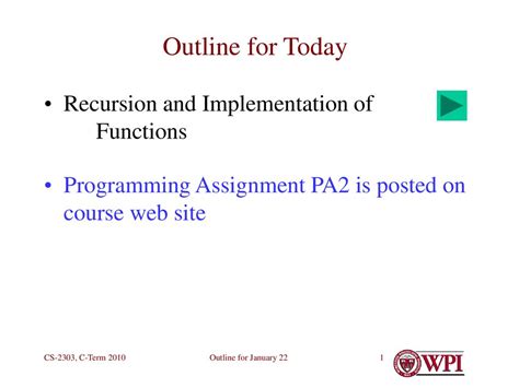 Outline For Today Recursion And Implementation Of Functions Ppt Download
