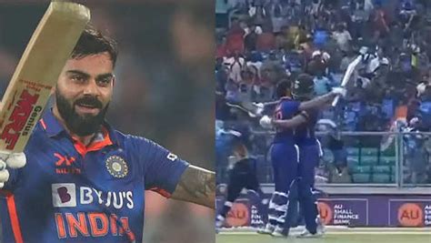 Watch Virat Kohli Completes His 46th Odi Hundred Hugs Shreyas Iyer To