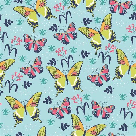 Seamless Pattern With Butterflies And Flowers Graphics 46922931