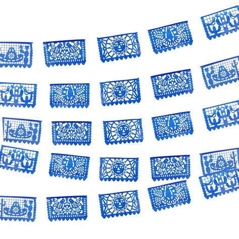 Plastic Blue Papel Picado Pk Garlands Mexican Party Theme Wedding Decorations Cinco De Mayo