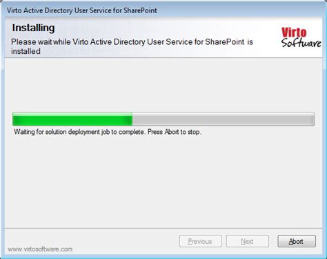installing virto active directory service for sharepoint