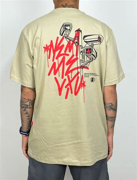 Manga Curta Camiseta Chronic Nem Me Viu Bege