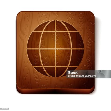 棕色地球地球圖示孤立在白色背景上世界或地球標誌全球互聯網符號幾何形狀木制方形按鈕向量插圖向量圖形及更多互聯網圖片 互聯網 圓形 地圖