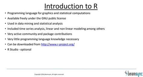 Basic Analytic Techniques Using R Tool Part 1 Ppt