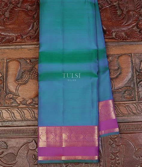 Buy Peacock Blue Soft Silk Saree T582075
