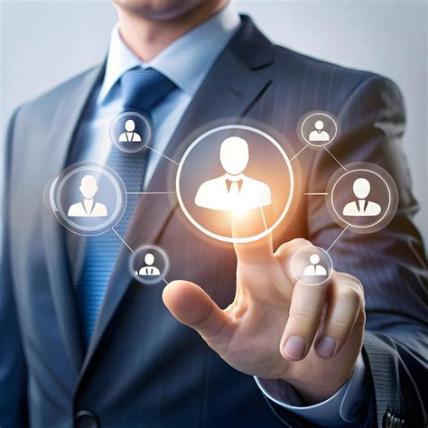 Premium Photo Businessman On Blurred Background With People Connection Icon And Business