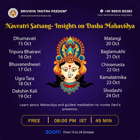 Insights On Mahavidya Devatas Free Online Satsang R Srividyatantram