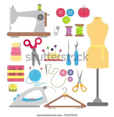 Vector Illustration Sewing Needlework Flat Icons Stock Vector Royalty