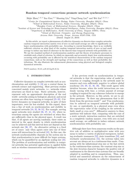 Pdf Random Temporal Connections Promote Network Synchronization