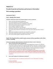 FNSACC511 Docx FNSACC511 Provide Financial And Business Performance