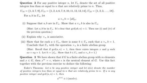 Question 2 For Any Positive Integer N Let Un Denote