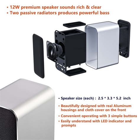 Keiid Computer Speakers With Aluminum Housings Bluetooth Pc Desktop