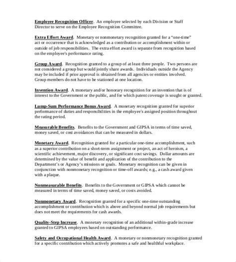 Employee Recognition Awards Template 12 Word PDF Google Docs