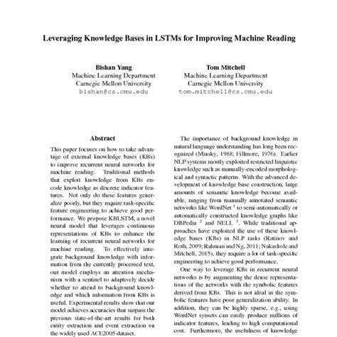 Leveraging Knowledge Bases In Lstms For Improving Machine Reading Acl Anthology