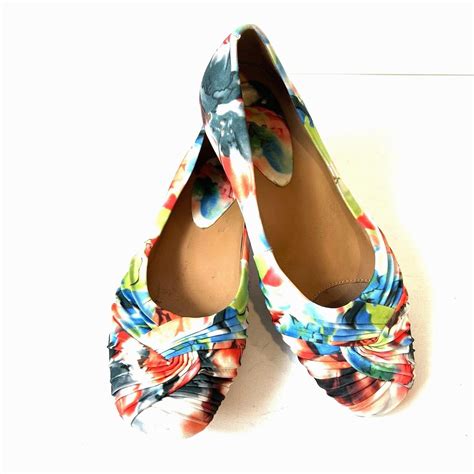 Earthies Floral Gathered Ruche Leather Flats Shoes Depop