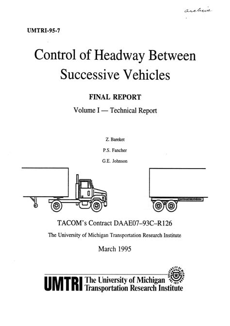 Pdf Control Of Headway Between Successive Vehicles