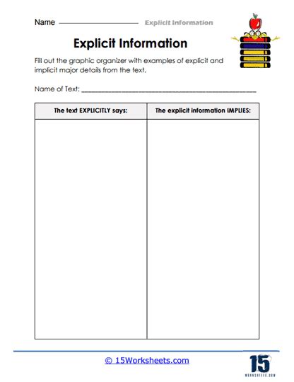 Explicit Information Worksheets 15
