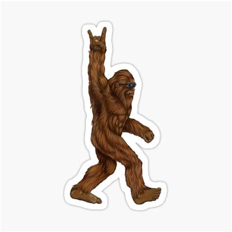 Rock On Bigfoot Sasquatch Loves Rock And Roll Sunglasses On Sticker