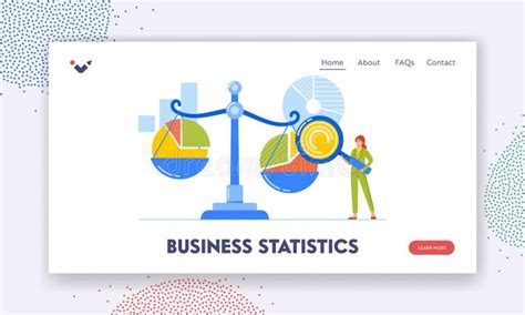 Business Statistics Landing Page Template Tiny Character Analyzing