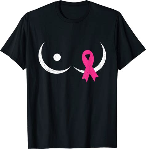 Save The Tatas Breast Cancer Warrior Pink Ribbon On Boob T Shirt Men