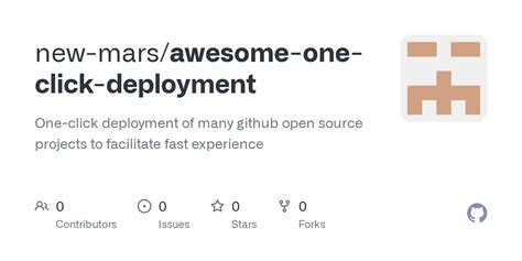 Github New Marsawesome One Click Deployment One Click Deployment Of