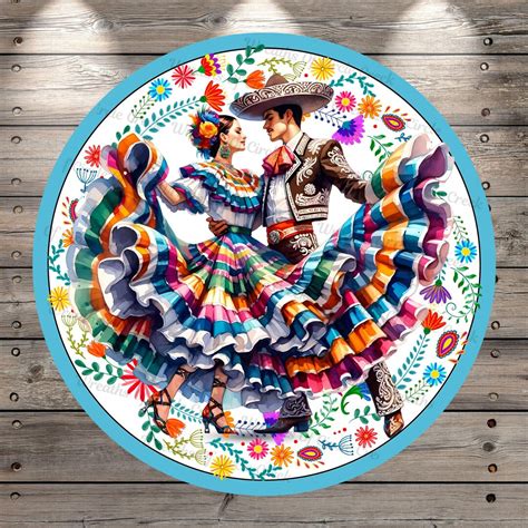 Dancing Couple Cinco De Mayo Jarabe Dancers Watercolor Whimsical