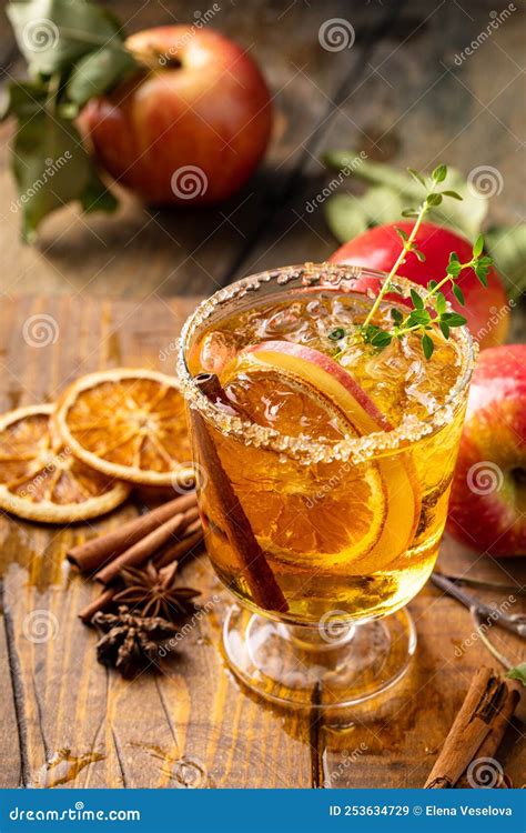 Festive Fall Cocktail Or Mocktail With Hard Cider Apple And Orange