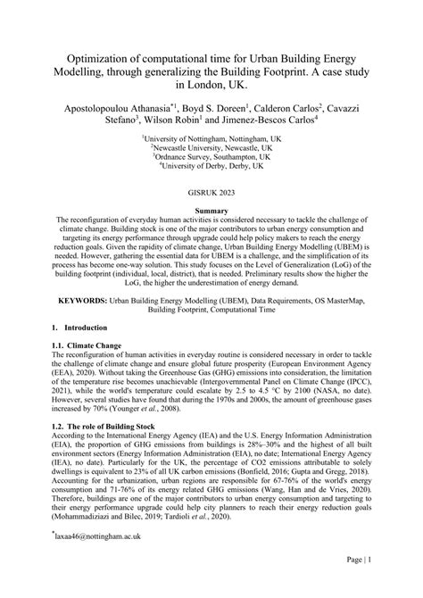 Pdf Optimization Of Computational Time For Urban Building Energy Modelling Through