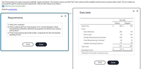 Solved Fast Track Produces Two Types Of Exercise Treadm