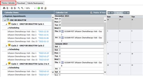 Manage Chemo Calendar