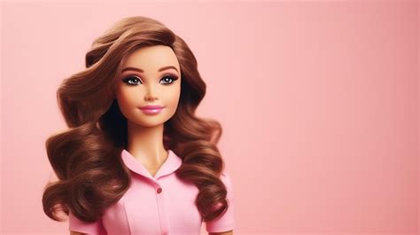 premium ai image barbie doll against on pick background copy paste text