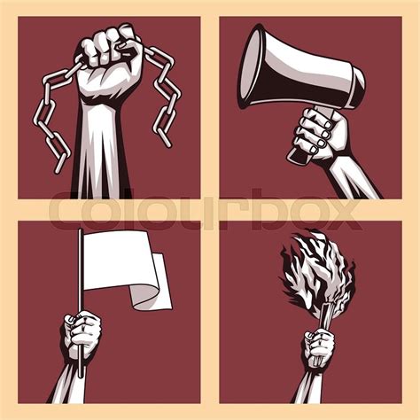 Five Hands Protesting Stock Vector Colourbox