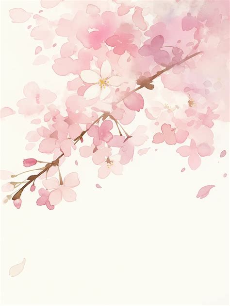 風に舞う桜の花びらの水彩画｜イラスト・フリー素材なら「シンテリ」
