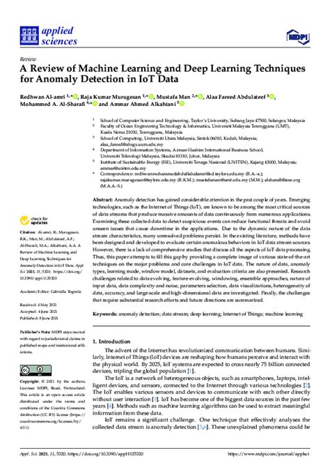 Pdf A Review Of Machine Learning And Deep Learning Techniques For Anomaly Detection In Iot Data