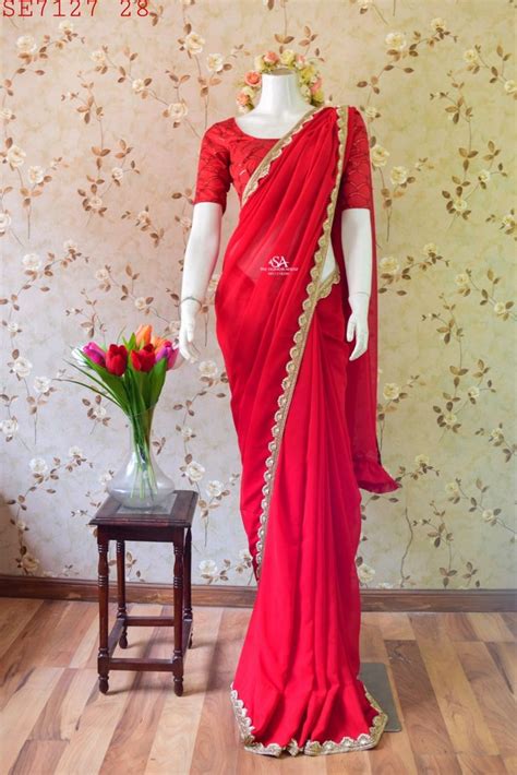 Elegant Red Saree For Teej By Sweta Acharya Fashion House Stylish Sarees Fancy Sarees Fancy