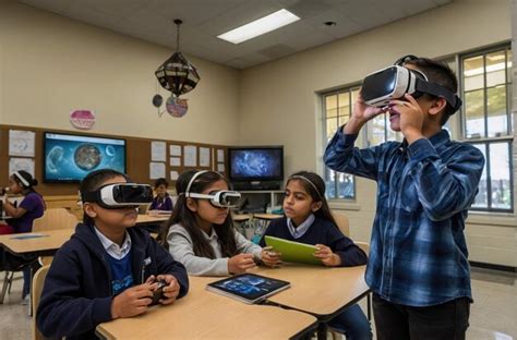 Premium Photo Students Experiencing Virtual Reality In Classroom