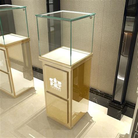 Custom Jewelry Glass Display Cases Led Lighting Pedestal Museum Display