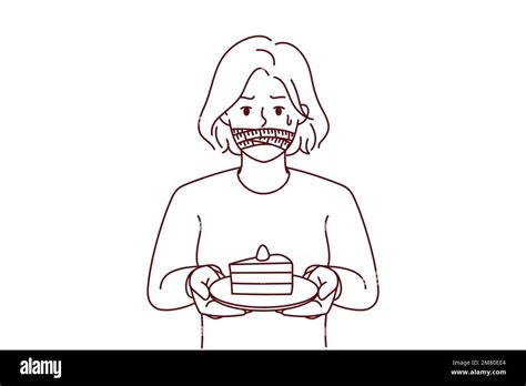 Woman Tape Mouth Cake Stock Vector Images Alamy