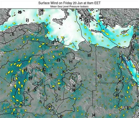 Libya Surface Wind On Monday 23 Feb At 2pm Eet