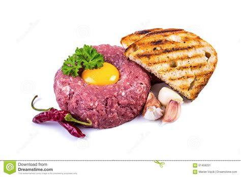Tasty Steak Tartare Classic Steak Tartare Over White Stock Image