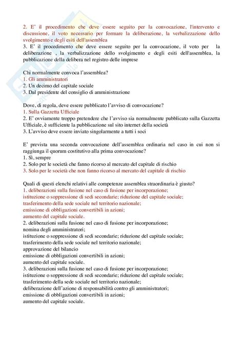 Domande Esame Primo E Secondo Parziale Diritto Commerciale