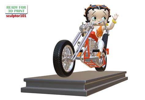 🎨 Betty Boop Riding A Shovelhead Chopper Fan Art Printable Model・ 3d