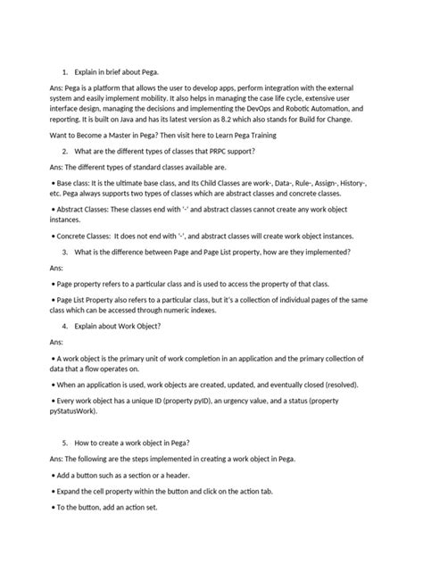 Pega Interview Questions Pdf Class Computer Programming Object Computer Science