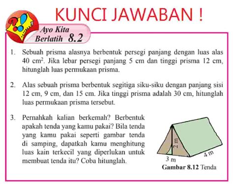 Luas Permukaan Prisma Tegak Segiempat Beraturan 864 Cm² Dan Tinggi