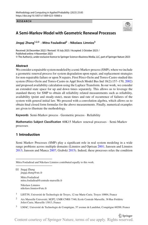 A Semi Markov Model With Geometric Renewal Processes Request Pdf