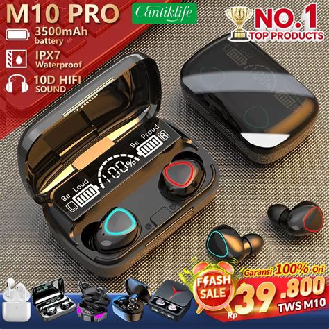 Jual M Headset Bluetooth Full Bass Stereo Mah Power Bank Wireless Earphone Tahan Air Tws